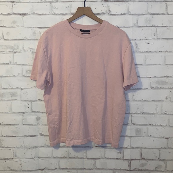Zara | Tops | Zara 0 Cotton Washed Pink Basic Tee | Poshmark